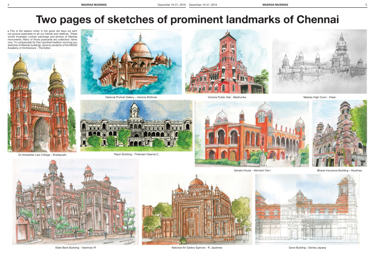 Sketches of prominent landmarks of Chennai « Madras Musings | We Care ...